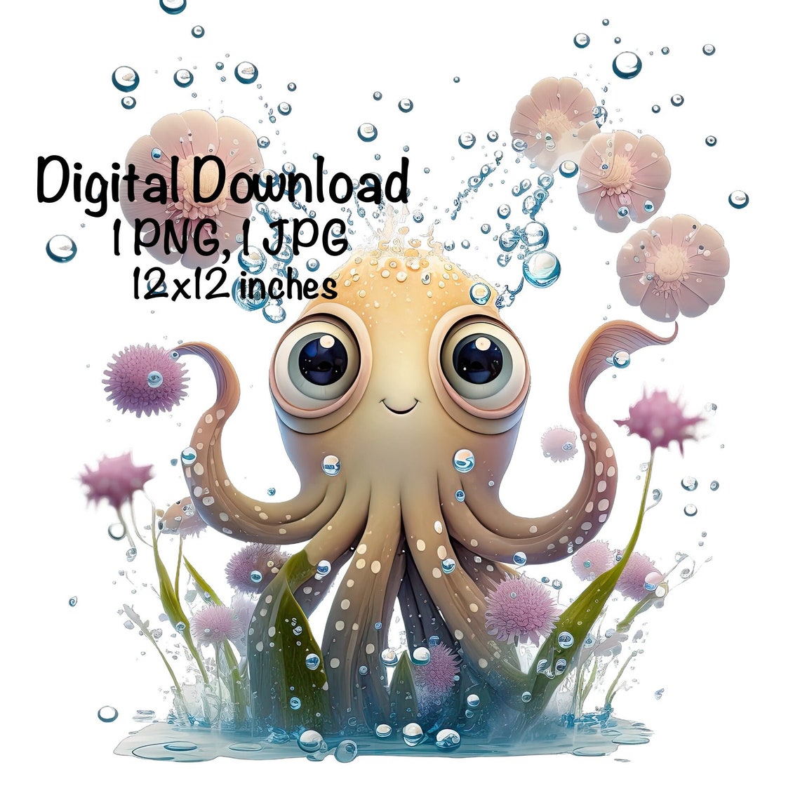 Cute Squid PNG Clipart Ocean Animals Sea Squid PNG Adorable - Etsy