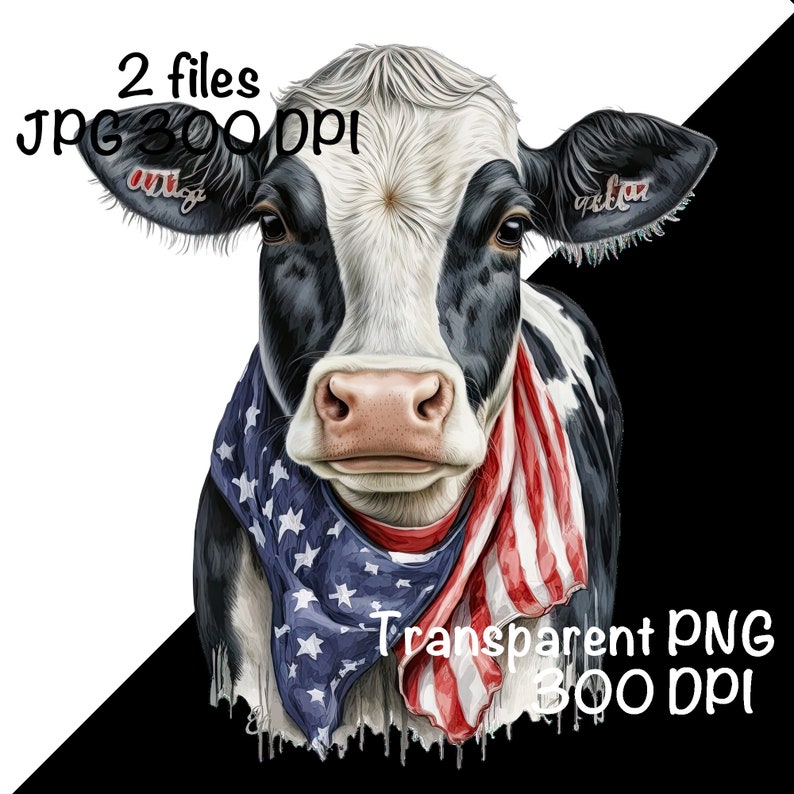American Holstein Cow Watercolor Clipart Milk Cow Bandana US - Etsy