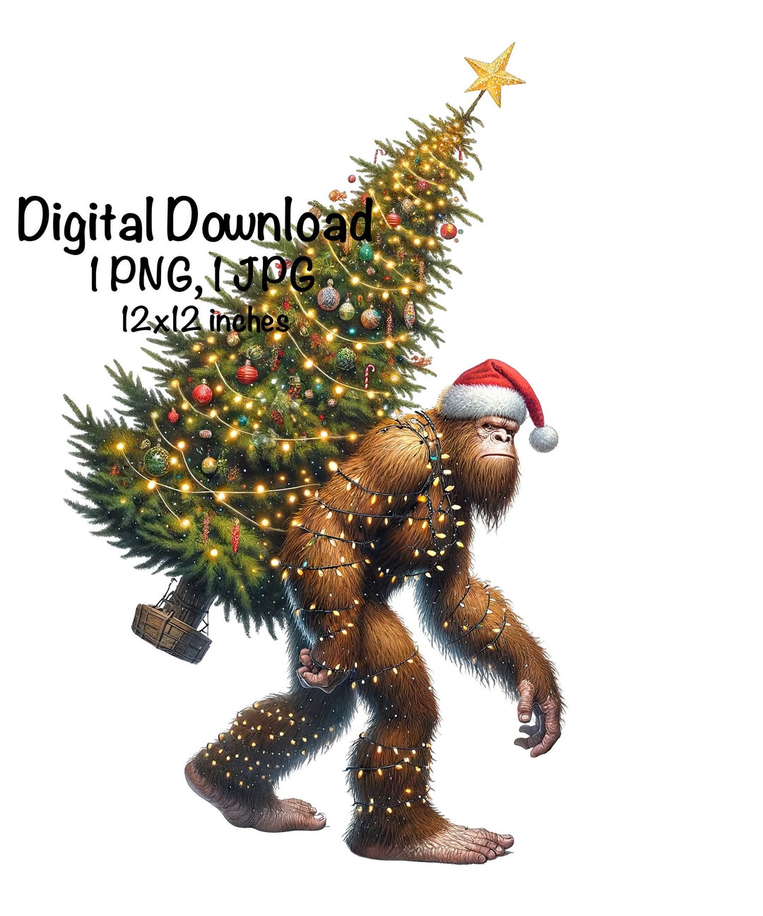 Santa Bigfoot PNG, Bigfoot Sublimation, Christmas Sublimation ...