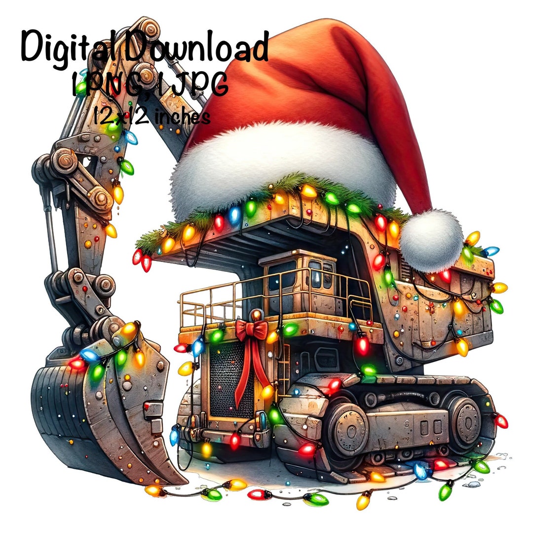 Merry Christmas Mining Shovel PNG Watercolor Mining Truck Boys Clipart ...