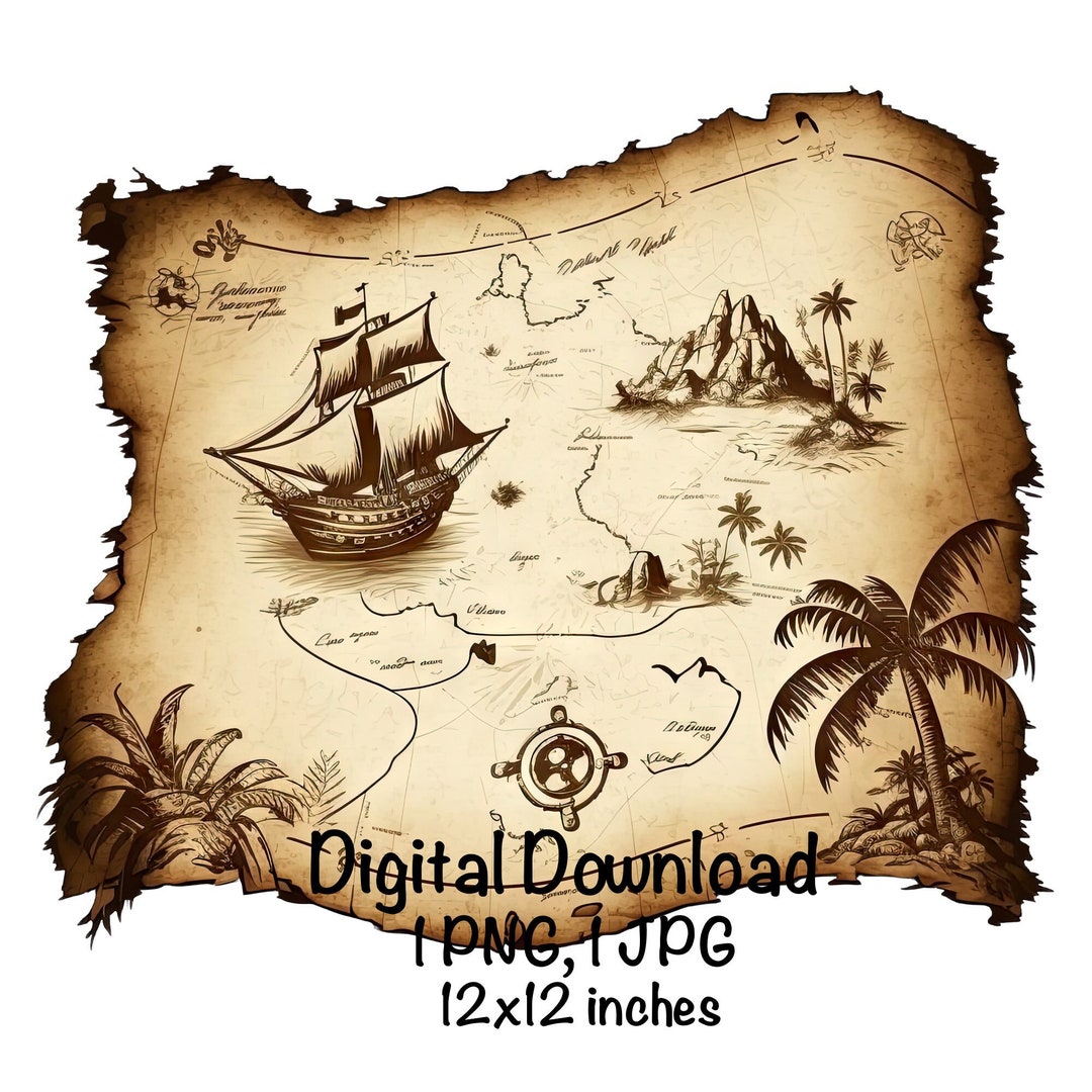 Treasure Map Clipart, Treasure Hunt PNG, Pirate Digital Clip Art ...