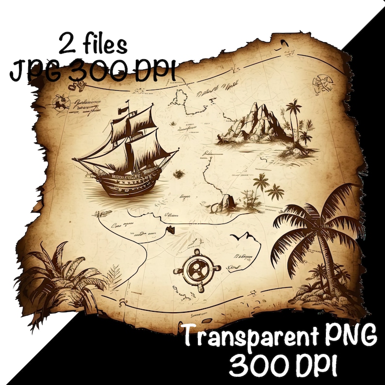 Treasure Map Clipart Treasure Hunt PNG Pirate Digital Clip - Etsy