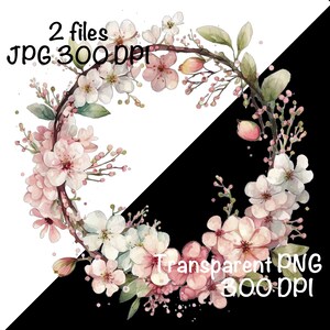 Beautiful Cherry Blossom Wreath Watercolor Clipart Flowers Wreath PNG ...