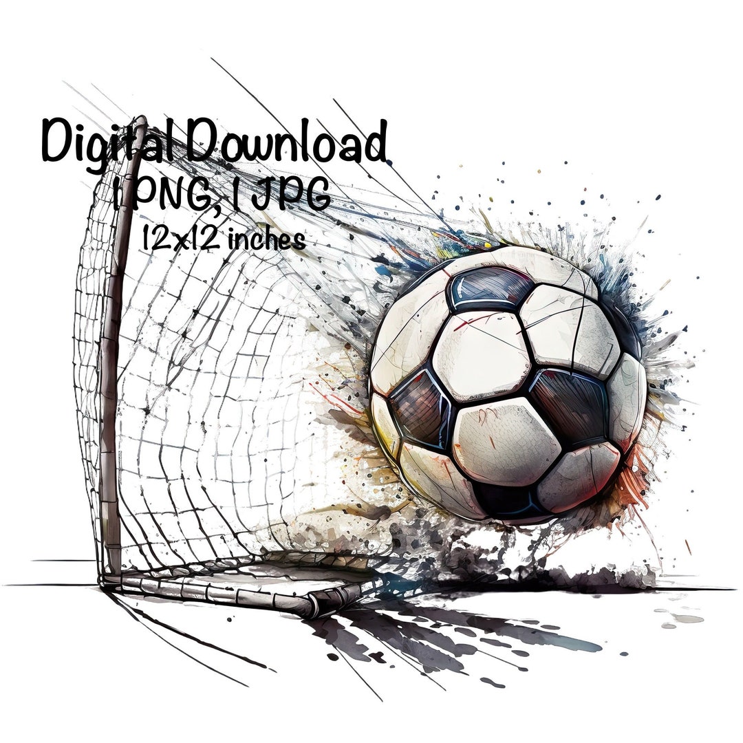 Sports Vintage Soccer Ball Goal Watercolor Soccer Football Clipart PNG ...