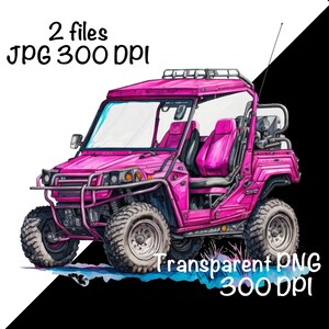 UTV Watercolor, Hot Pink Utility Task Vehicle Boys Clipart Off-road ...
