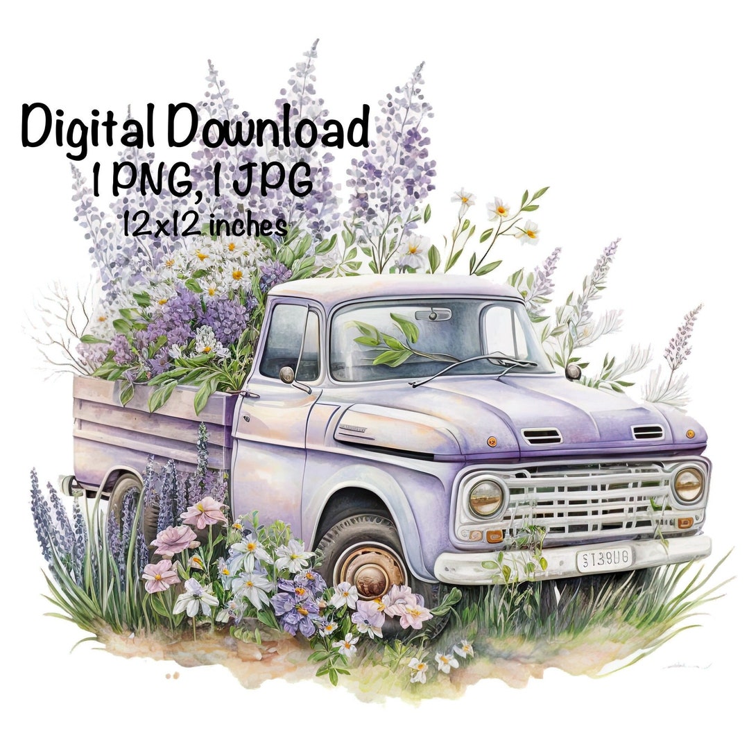 Rustic Purple Farm Truck Spring Flowers Rustic Lilac Truck Country Farm ...