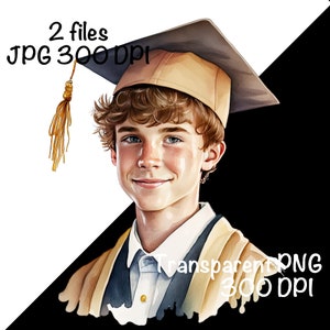 Gold Graduation Graduate Clipart College Boy High School Grad PNG ...
