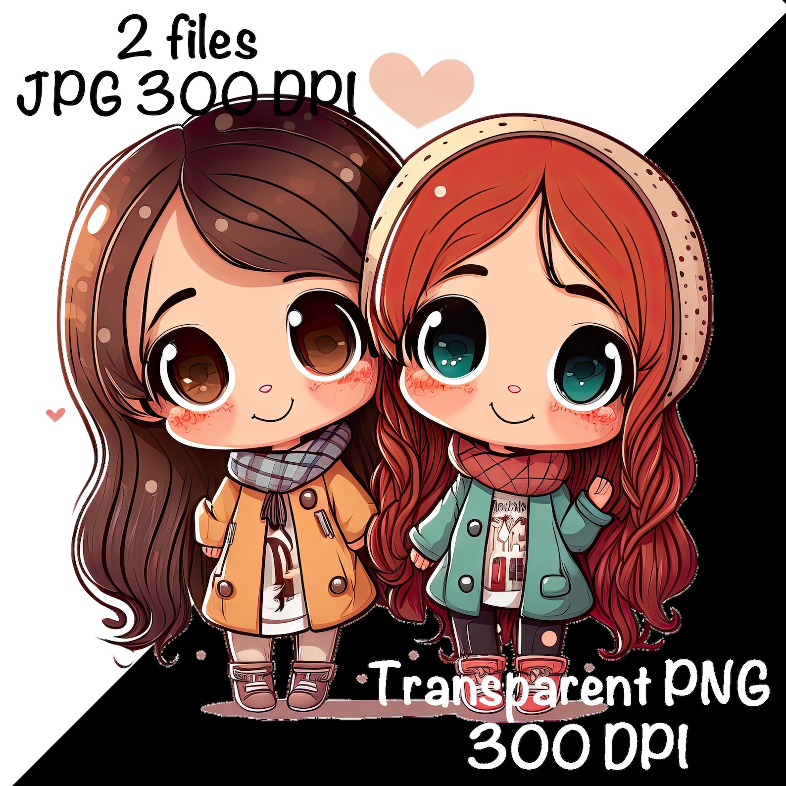 Cute BFF Girls PNG Clipart Adorable Sisters PNG Best Friends - Etsy