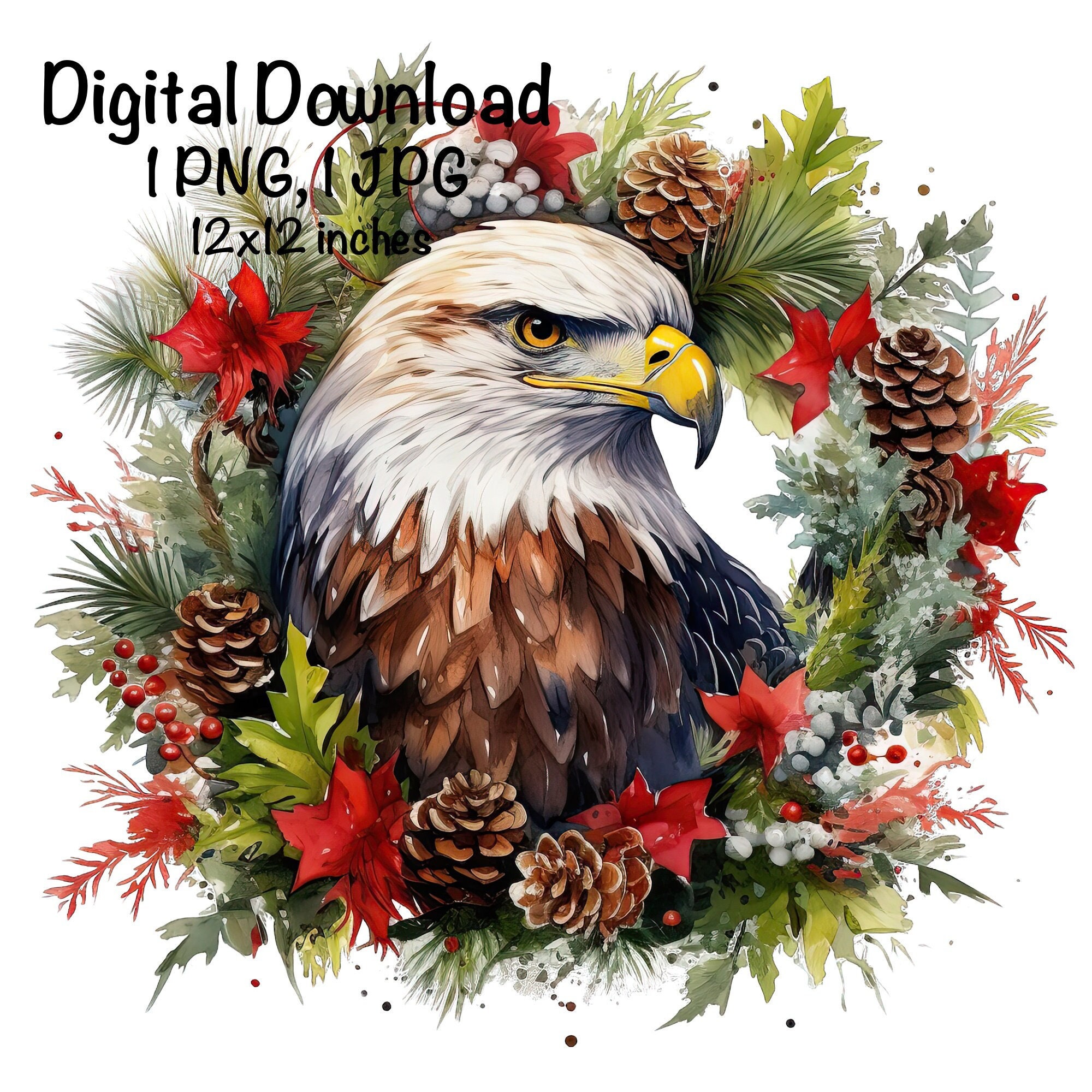 Christmas Eagle PNG Christmas Wreath Eagle Sublimation Holiday - Etsy