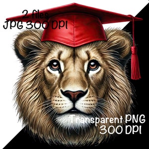Cute Lion Graduation Sublimation PNG Safari Animals Graduation Clipart ...