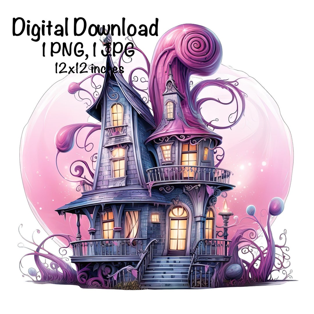 Pink Haunted House PNG, Pink Halloween Sublimation, Halloween Horror ...