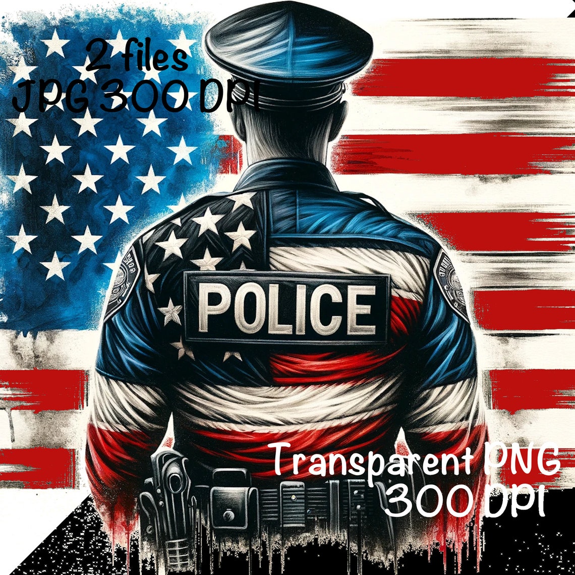 Policeman Flag PNG | Patriotic USA Police Officer Flag Clipart ...