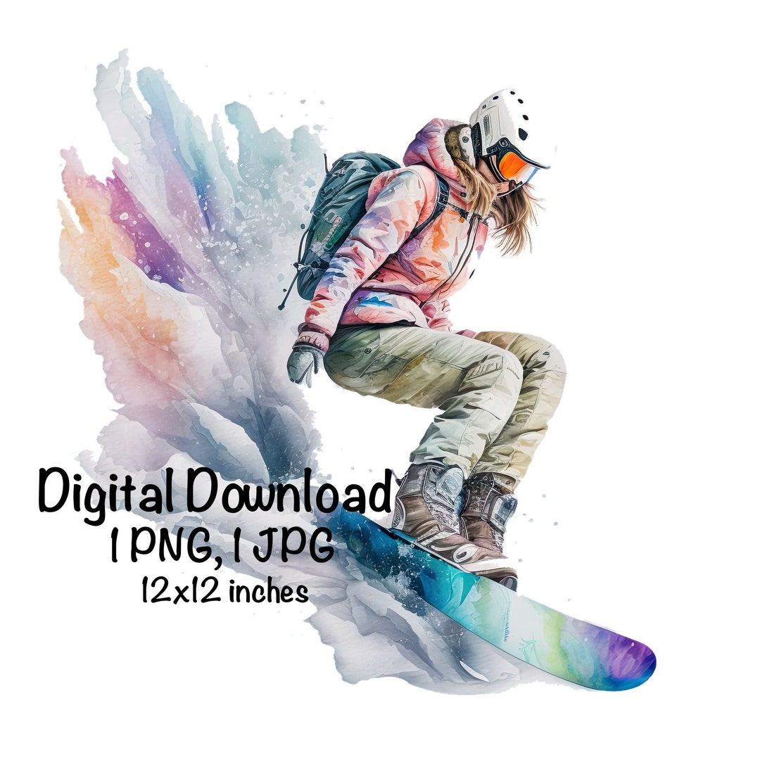 Snowboarding Watercolor, Winter Snowboard Girls Clipart Snowboarding ...