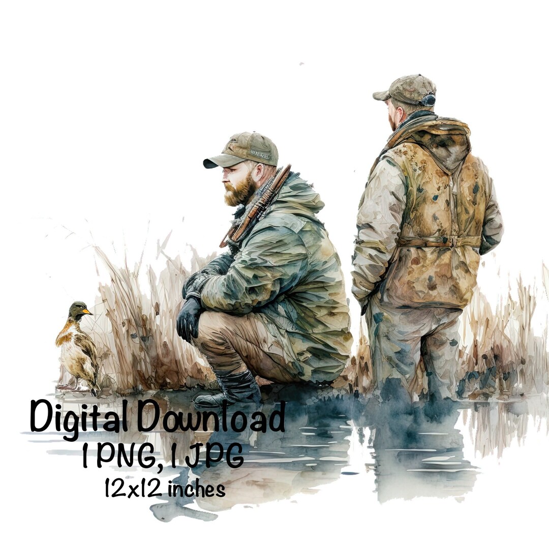 Duck Hunting Watercolor Men Lads Hunting Clipart Duck Season - Etsy