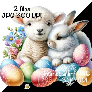 Easter Bunny Sublimation PNG, Bunny Lamb Easter Eggs Farm Rabbit PNG ...