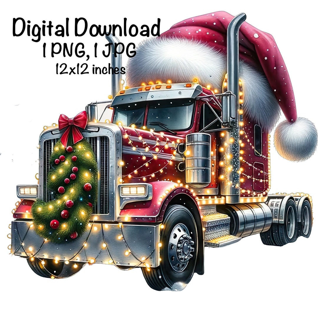 Merry Christmas Flatbed Truck PNG Reindeer Truck Boys Clipart Santa ...