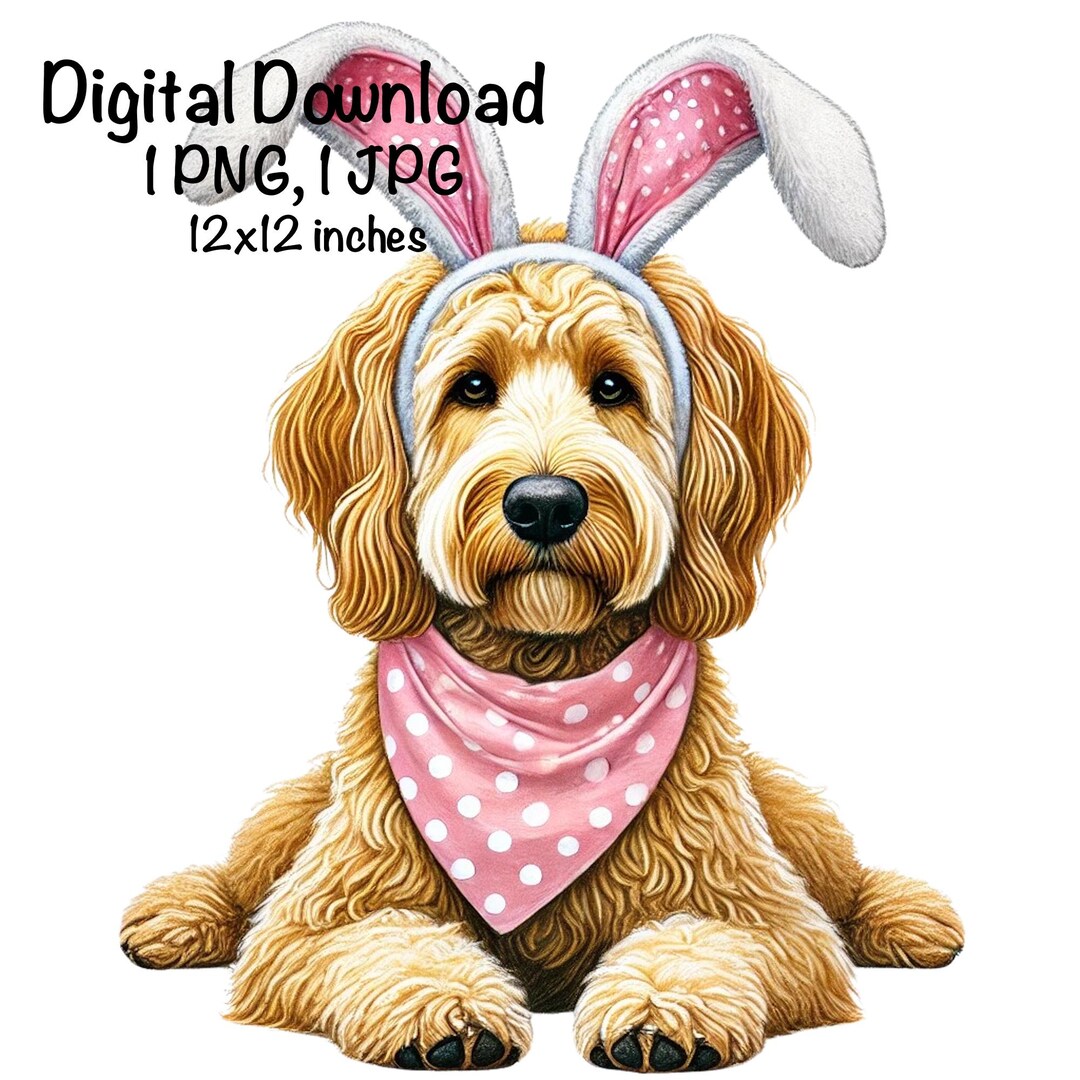 Easter Goldendoodle Puppy PNG Easter Egg Hunt Day Brown Doodle Dog ...