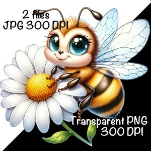 Honeybee, Cute Bee Clipart, Honey Bee Animals Bee PNG, Bee Daisy ...