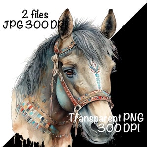 Horse Watercolor Clipart Western Aztec Horse PNG Commercial Use Western ...