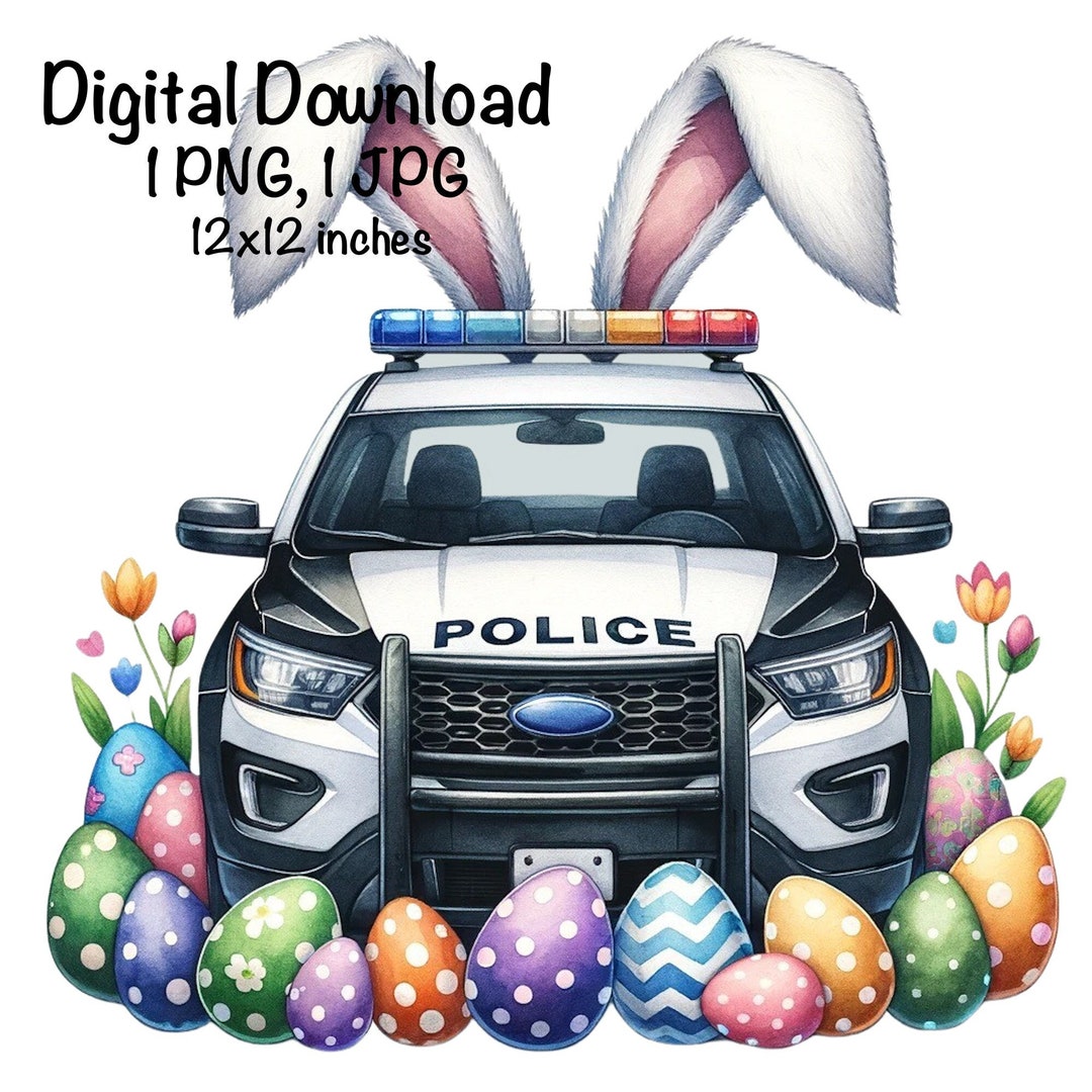 Happy Easter Police Car PNG Policeman Police Car Vehicle Clipart Easter ...