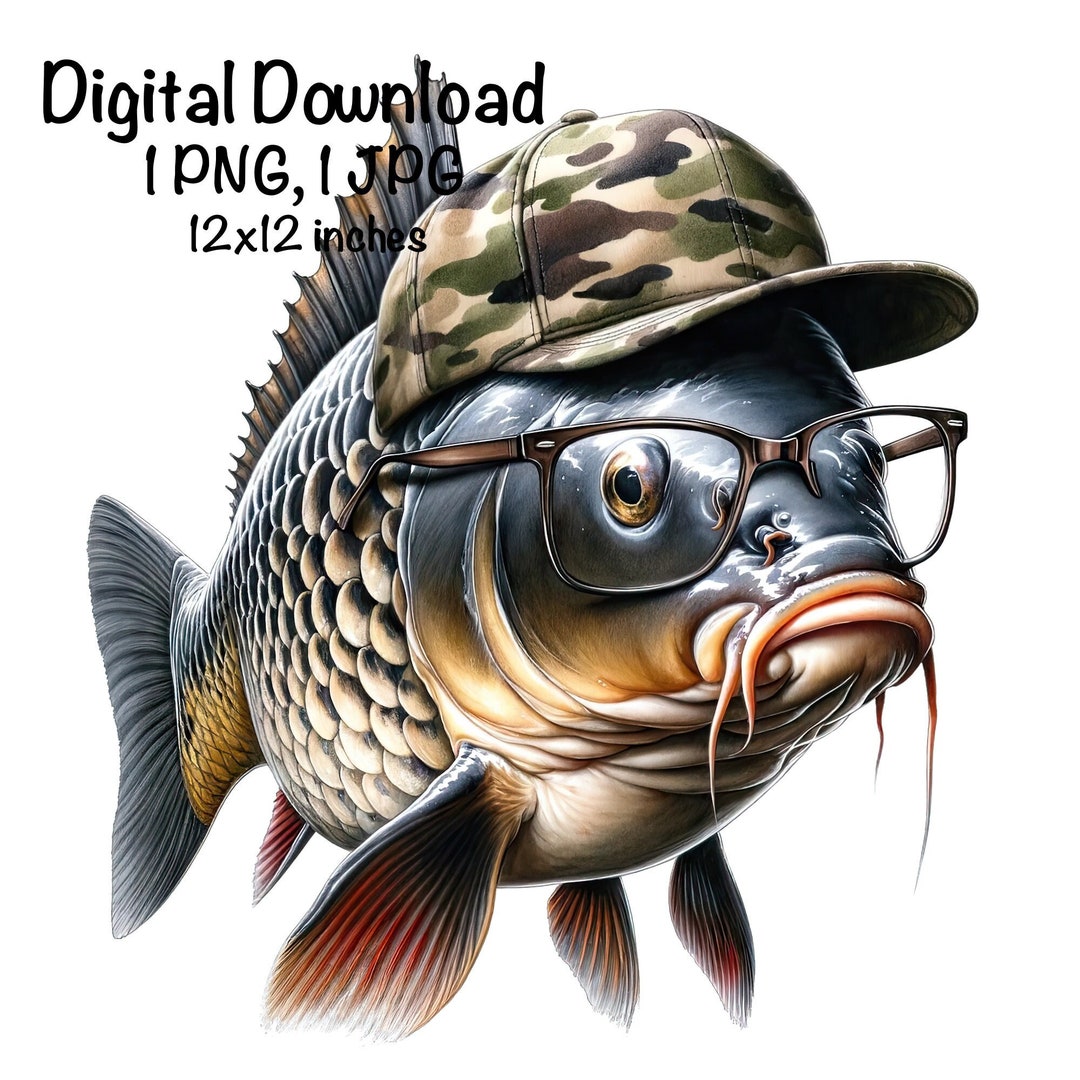 Funny Carp Fish Sublimation PNG Freshwater Fish Clipart Carp Fish Camo ...