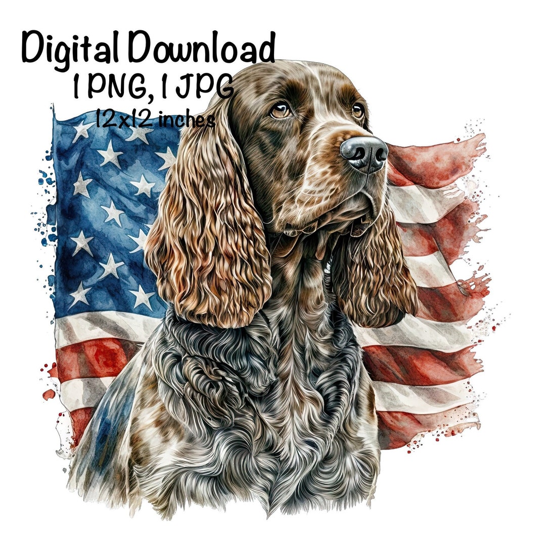 English Cocker Spaniel Flag PNG Patriotic USA Dog Flag Clipart American ...