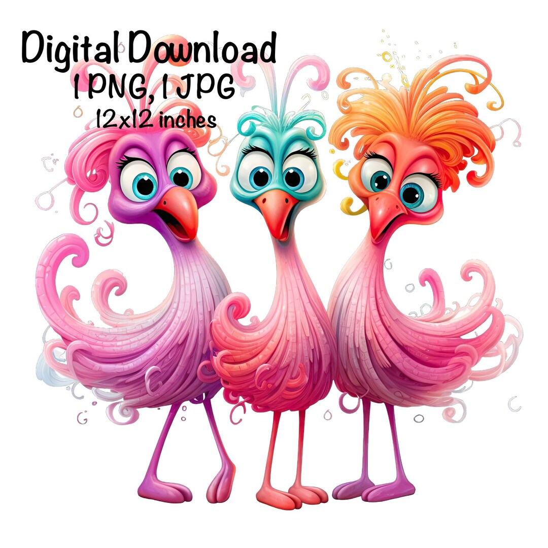 Funny Flamingo PNG, Cute Flamingo PNG Sublimation, Three Crazy ...