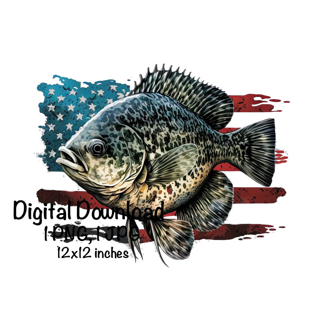 Crappie Fish USA Flag Watercolor American Fishing Clipart American Fish ...