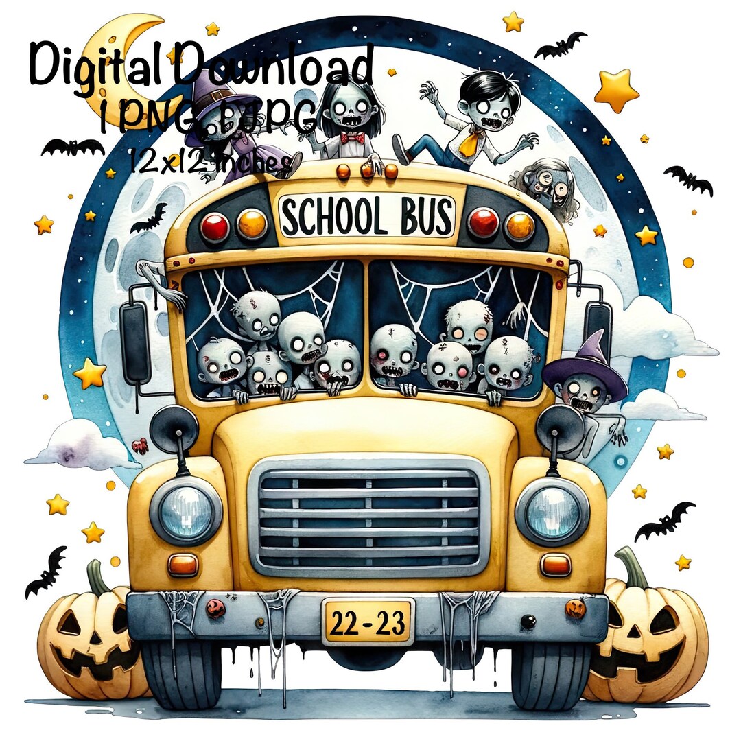 Halloween School Bus PNG Spooky School Bus Driver Vehicle Bus Clipart ...