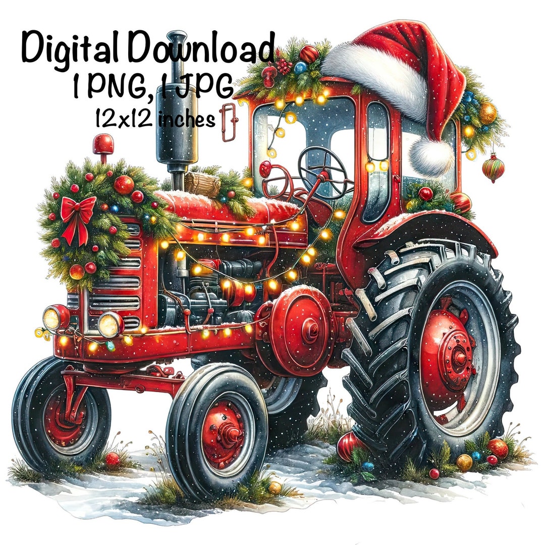 Merry Christmas Farm Tractor PNG Red Farm Tractor Farm Vehicle Boys ...