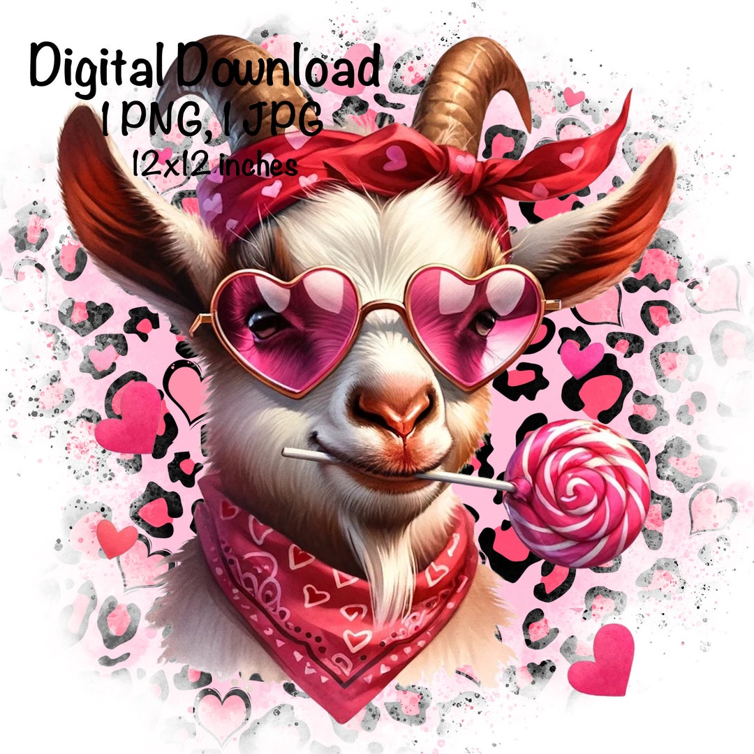 Farm Goat Valentine's Day PNG Happy Valentine Highland Goat Hearts ...