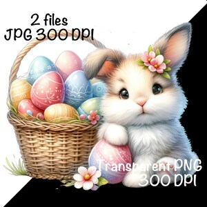 Easter Bunny Sublimation PNG, Cute Bunny Easter Eggs Farm Rabbit PNG ...