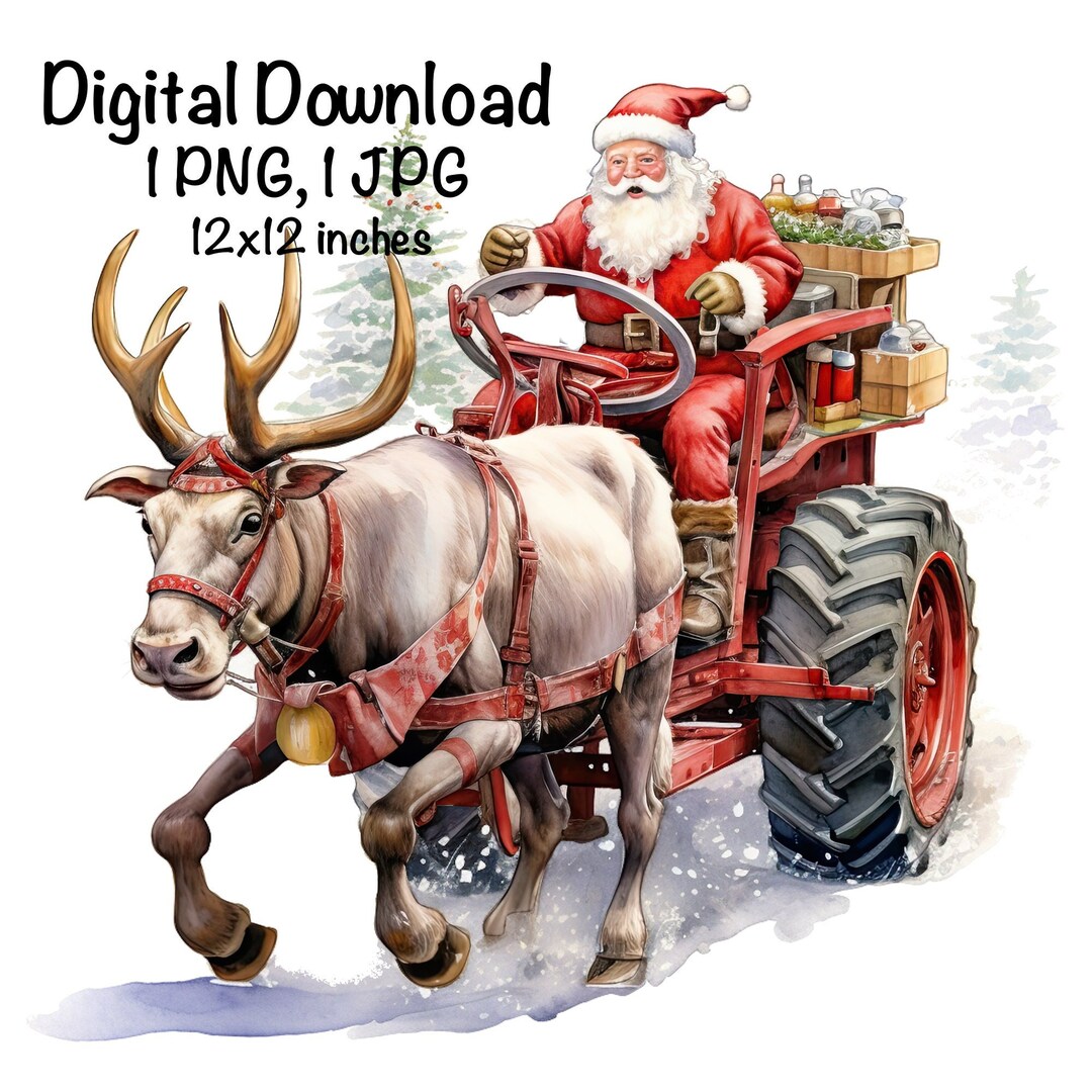 Christmas Santa PNG Christmas Tractor Png Classic Santa Xmas PNG ...