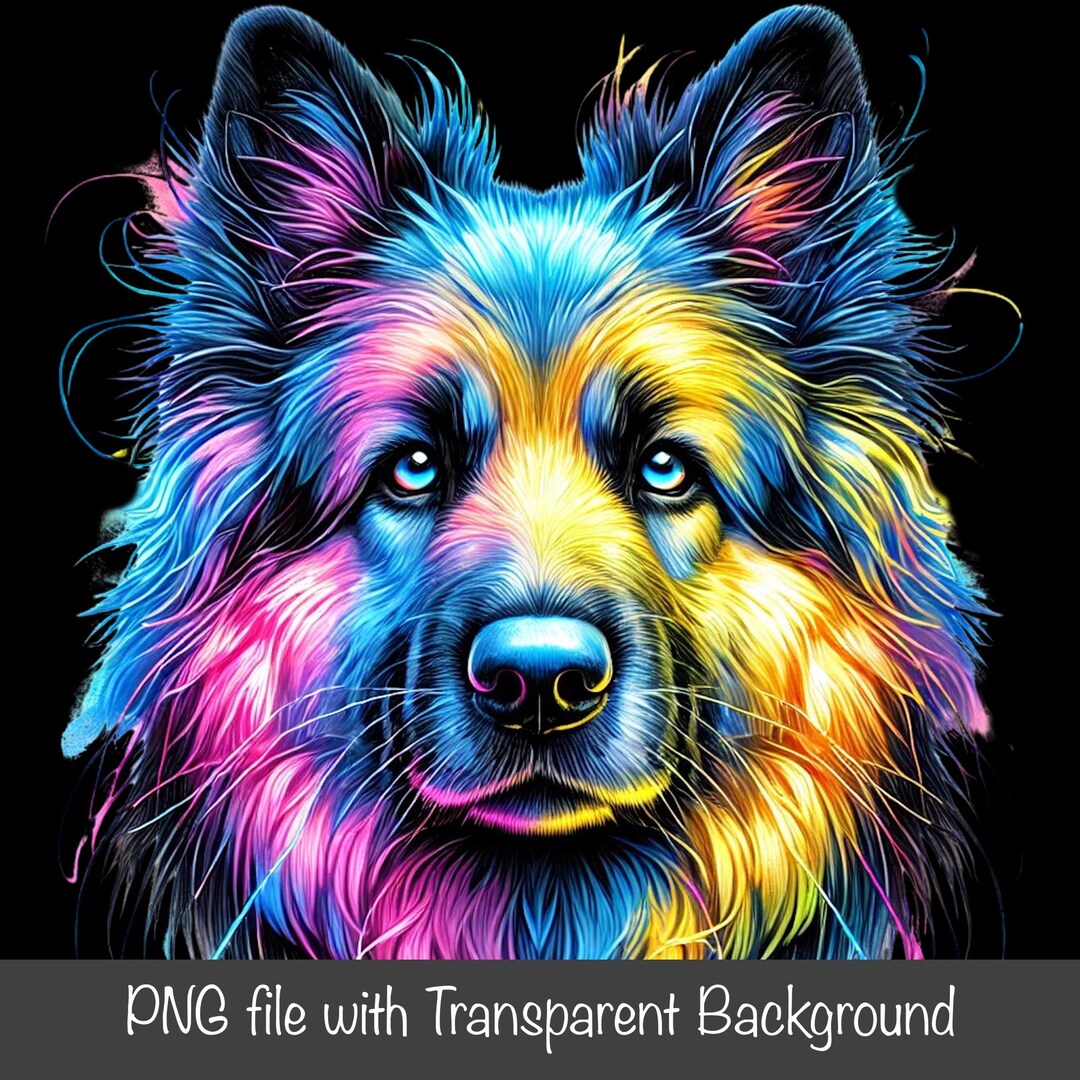 Neon German Shepherd Dog PNG, Neon Animal Shepherd Dog Sublimation ...