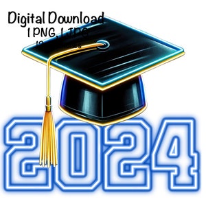 Neon Graduation Cap 2024 PNG | College High School Graduation ...