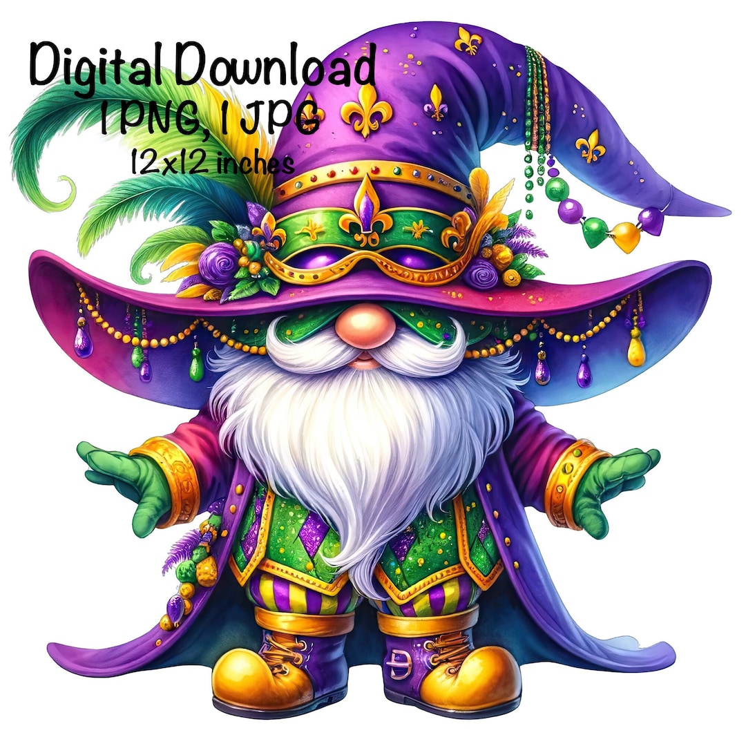 Mardi Gras Gnome PNG, Festival Party Gnome Clipart Commercial Use Mardi ...
