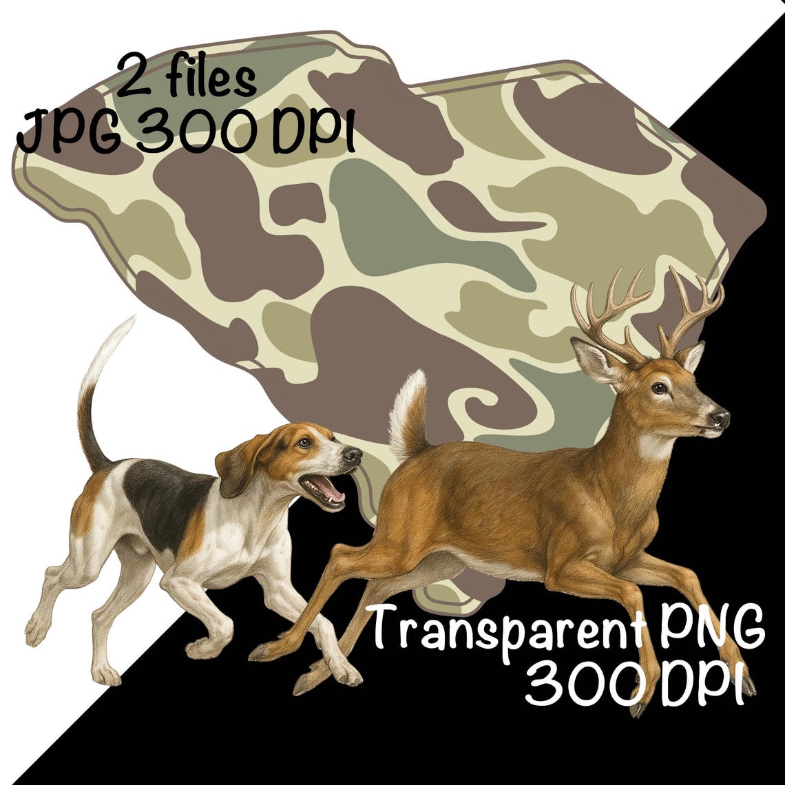 Camo South Carolina Deer Hunting Dog PNG | Walker Hound Dog SC Map ...