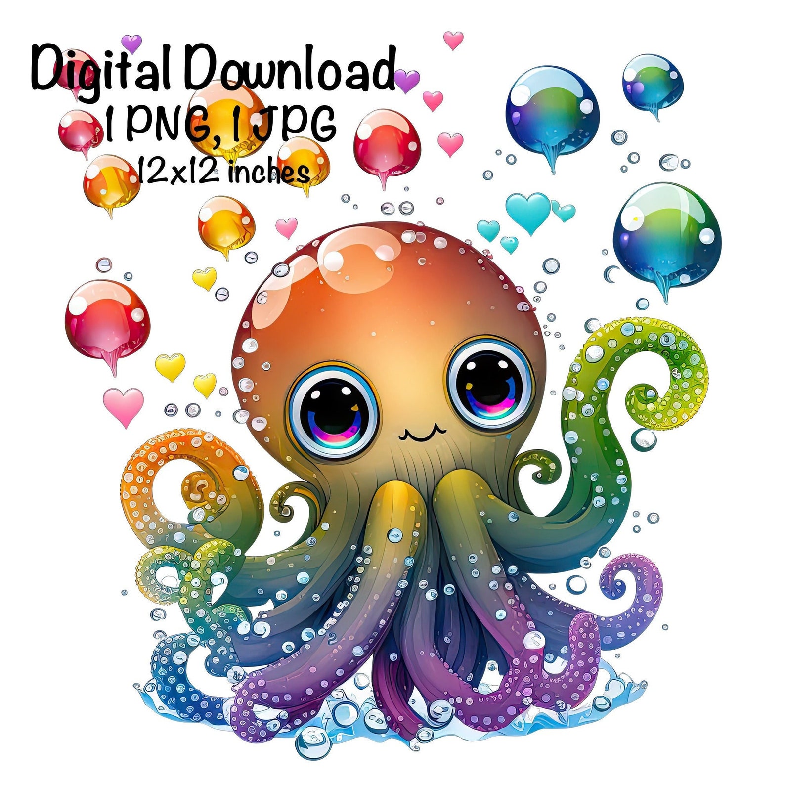 Cute Octopus PNG Clipart Ocean Animals Sea Octopus PNG - Etsy