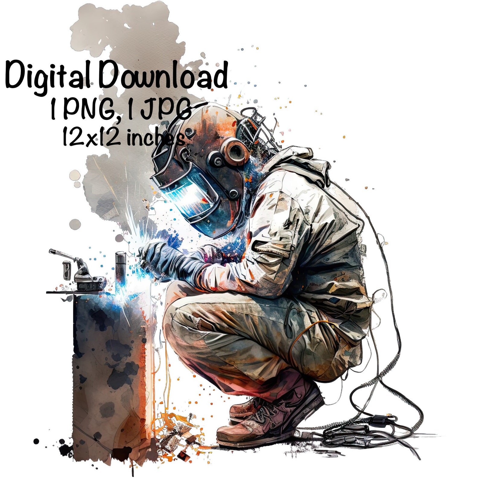 Welder Watercolor Welding Clipart Iron Worker PNG Commercial Use ...