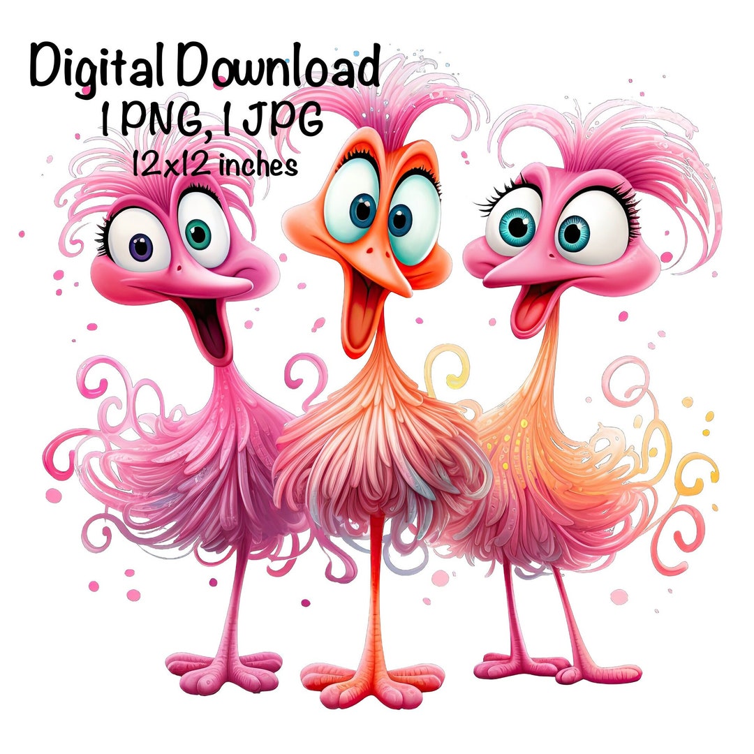 Funny Flamingo PNG, Cute Flamingo PNG Sublimation, Three Crazy ...