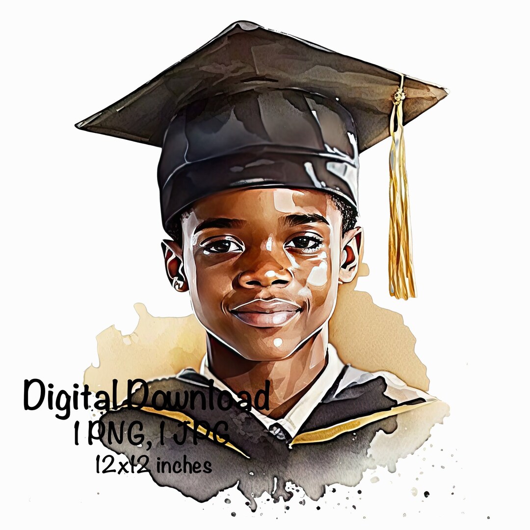 Gold Graduation Graduate Clipart Cute Black Boy Highschool College Grad ...