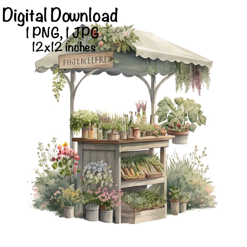 Farmers Market Herbs Stand Watercolor Clipart Herbs PNG - Etsy