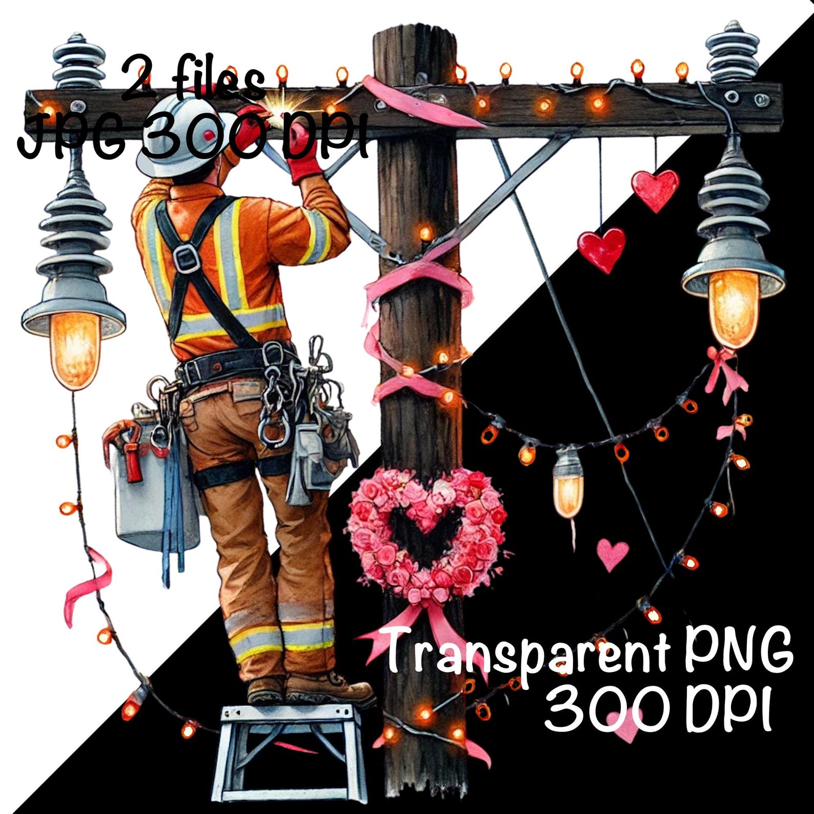 Valentine Lineman PNG Sublimation, Lineman Electrician Worker Boys ...