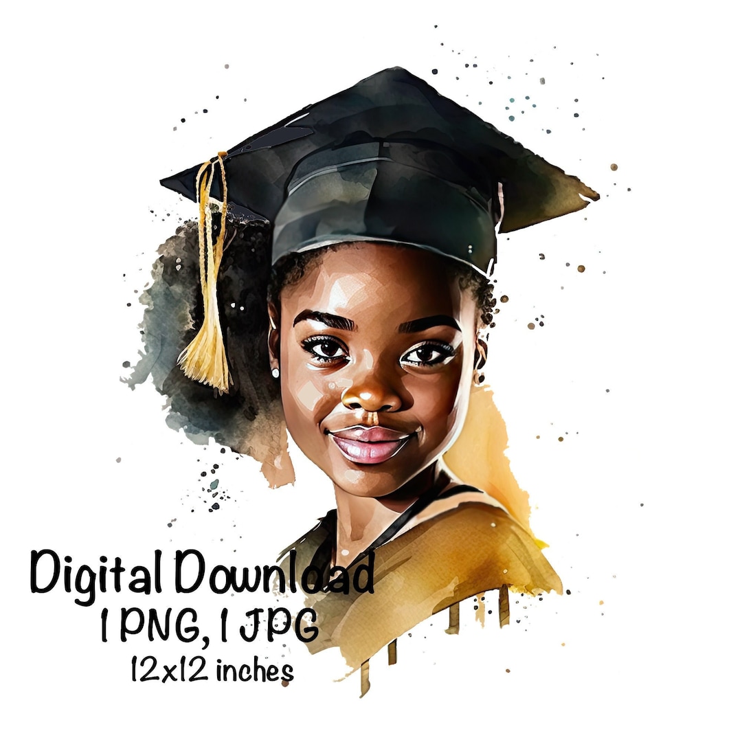 Gold Graduation Graduate Clipart Fashion Girl Black Girl Grad PNG ...