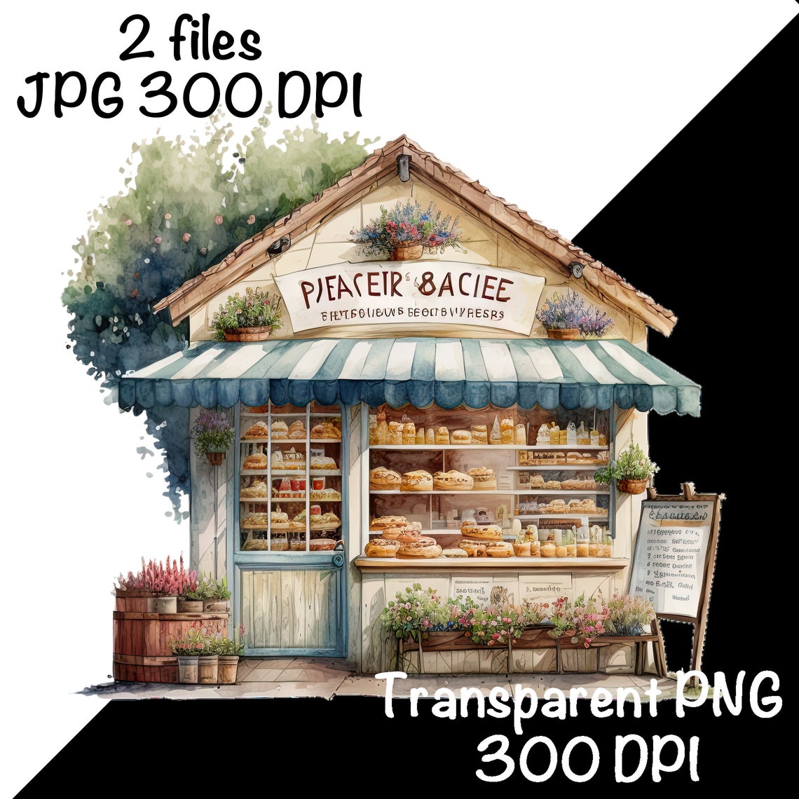 Bakery Shop Watercolor Clipart Patisserie Bakery PNG - Etsy