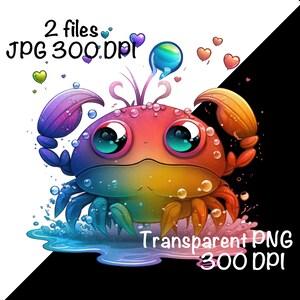 Crab PNG, Cute Sea Crab Clipart, Ocean Animals Rainbow Crab PNG, Crab ...