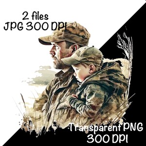 Hunting Father & Son Watercolor Duck Hunting Family Clipart Father Son ...