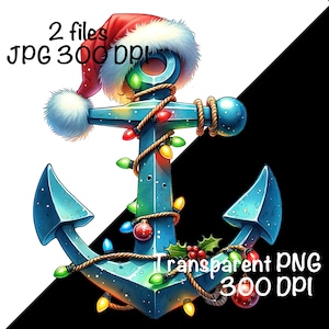 Christmas Anchor PNG Christmas Nautical Santa Anchor Sublimation Boat ...