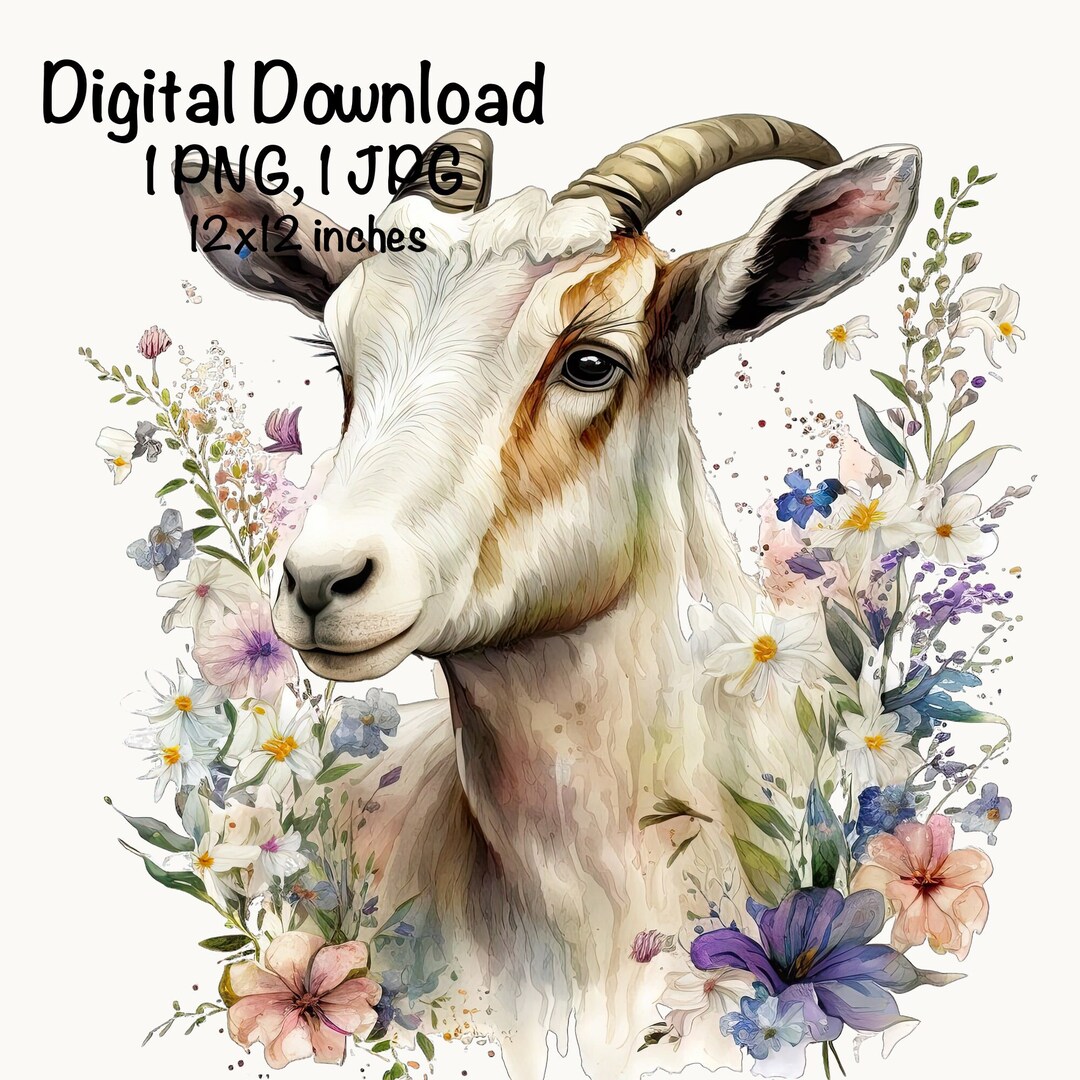 Farm Goat Watercolor Clipart Goat Portrait Farmer Farm PNG Commercial ...