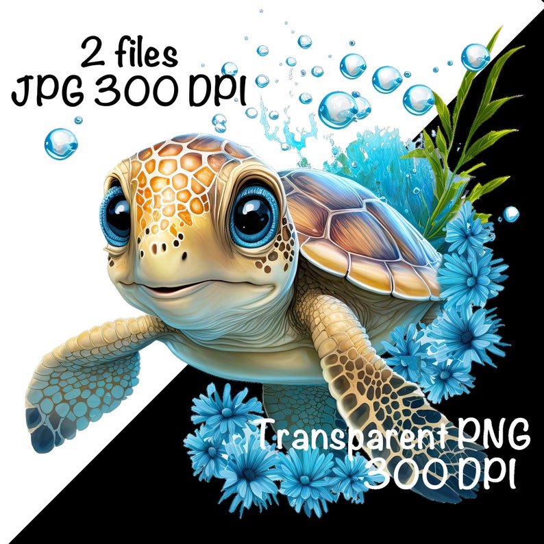 Sea Turtle Cute Sea Turtle Clipart Ocean Animals Sea Turtle - Etsy